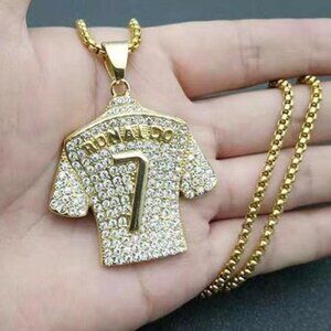 Accessories | New Ronaldo Soccer Jersey Fully Iced Out Gold Chain ...